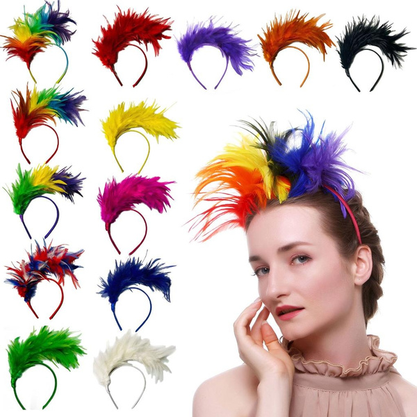 1Pcs Feather Headband 1920s Burlesque Headpiece With Feathers Flapper ...