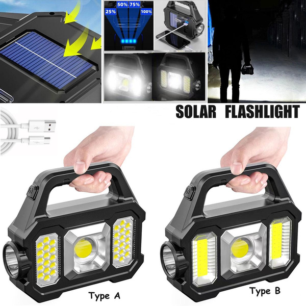 Solar Handheld Lamp Camping Flashlight Solar Powered Portable Work ...