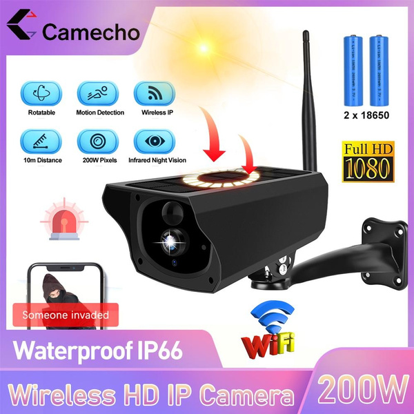 CAMECHO [With Battery] Cool Black Wireless Solar Powered WIFI IP Camera ...