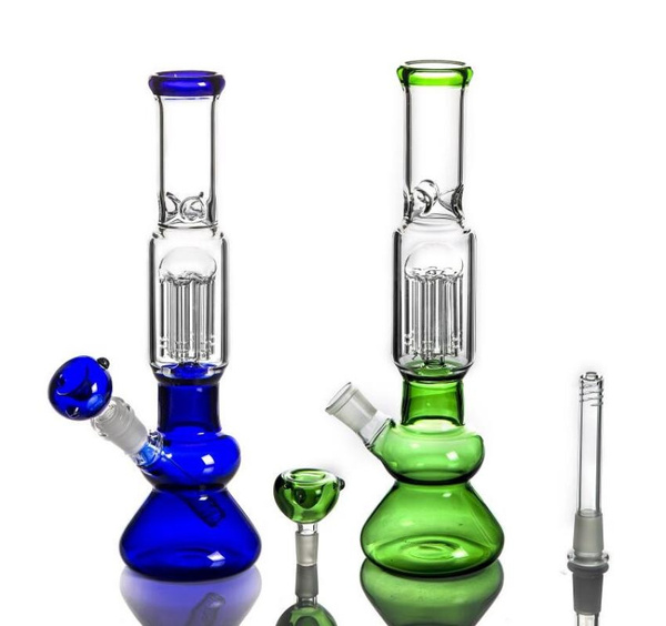 6 Arms Tree Perc Oil Dab Rigs Straight Double Glass Water Pipes 14 MM ...