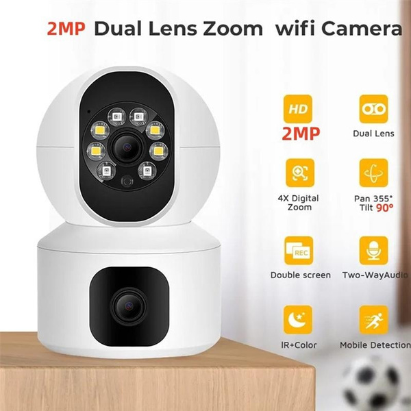 200W Wireless Dual-len IP Camera, 1080P Home Security Network PTZ ...