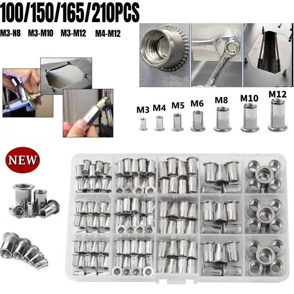 Hot sale 100/150/165/210PCS Threaded Inserts Nutserts High Hardness ...