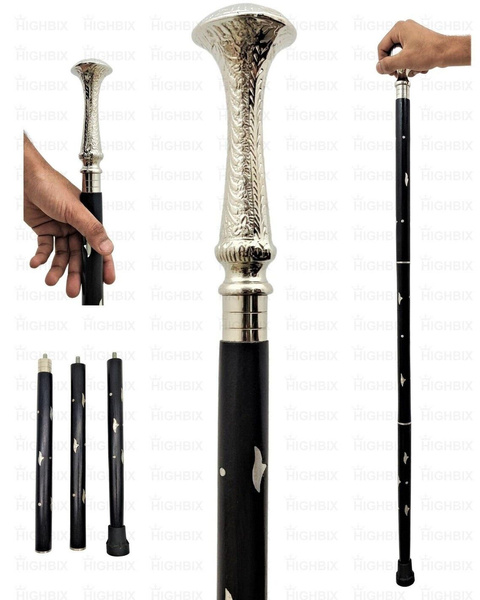 New Wooden Black Designer Walking Stick Cane Handmade With Solid Brass ...