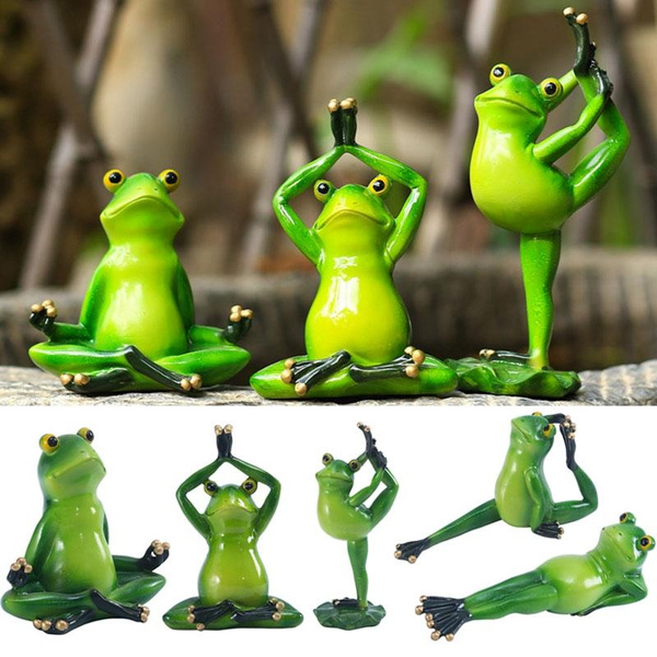 1 Pc Frog Figures, Garden Decoration, Yoga Frog Animals Garden Statues ...