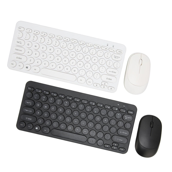 2.4G Wireless Keyboard Mouse Combo 78 Key Retro Round Keycap Buttons ...