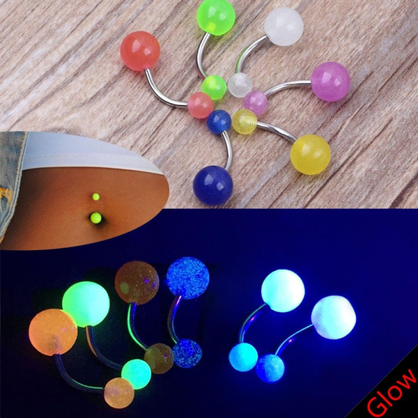 10pcs Belly Button Rings Glow in the Dark Belly Rings Acrylic Flexible ...