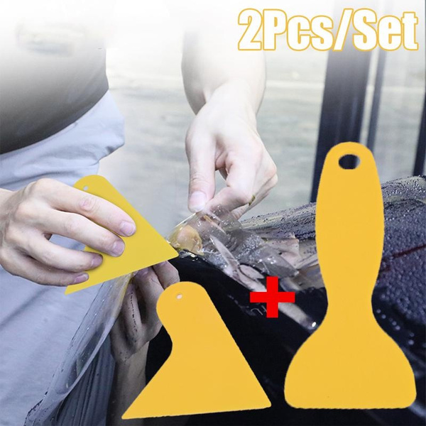 2Pcs Multifunctional Car Film Yellow Scraper Tool Shower Glass Door ...