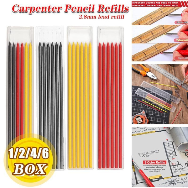 1/2/4/6 Box Solid Woodworking Pencil Lead Carpentry Tools Mechanical ...