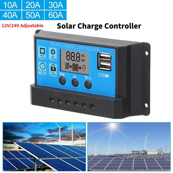 10A-60A Solar Charge Controller Solar Panel Controller 12V/24V ...