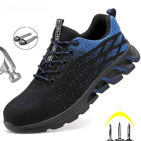 New Safety Shoes Men Work Sneakers Indestructible Work Shoes Anti ...