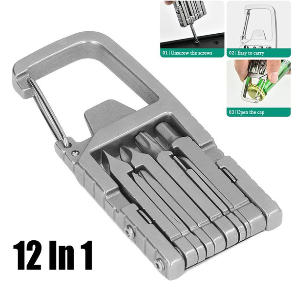 12 In 1 Keychain Multitool Screwdriver Bit Folding Multi Tool Bottle ...