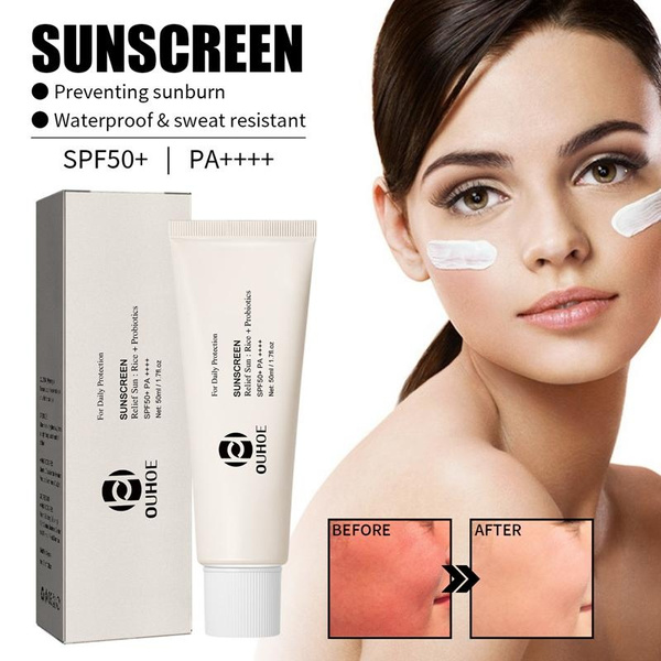 Korean Spf 50 Beauty Sunscreen Cream Rice Probiotics Skincare Face Dry ...