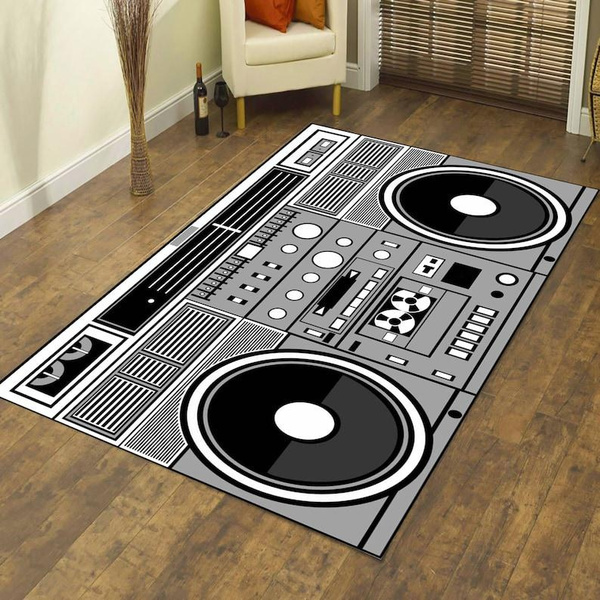 Boombox Rug, Retro Casette Tape Player Area Rug, Old School Boom Box ...