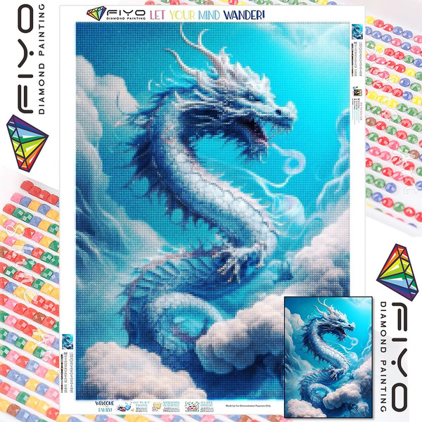 FIYO DIY 5D Chinese Dragon Diamond Painting Full Drill with Number Kits ...