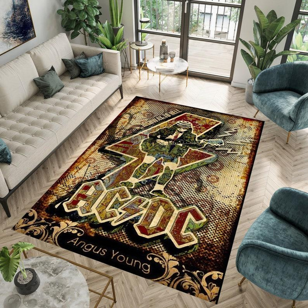 AC DC Rug, Album Cover Inspired Music Room Rug, Ac Dc Fan Rug, Rock and ...
