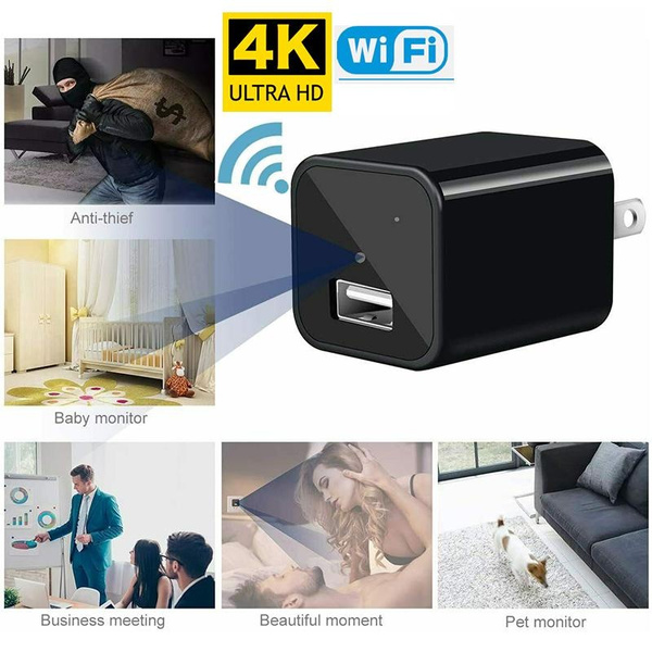 4K WiFi Mini Charger Camera Wireless Full HD 1080P Plug Cameras ...