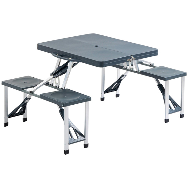 Portable Foldable Camping Picnic Table Set with Four Chairs and ...
