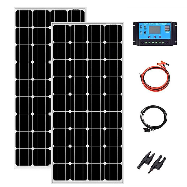 200 Watt Mono Solar Panel Kit 18V Tempered Solar Panel White Backplane ...