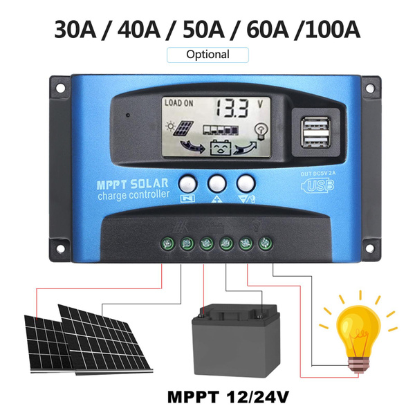 Solar Controller MPPT 100A 60A 50A 40A 30A Dual USB LCD Display 12V 24V ...