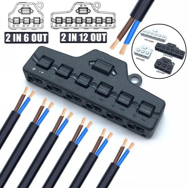 2 In 12 Out 2 In 6 Out Line Splitter Quick Connect Low Voltage Wire Splitter Distribution Block