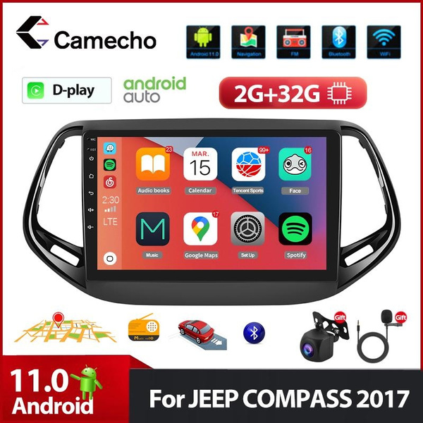 CAMECHO for JEEP COMPASS 2017Autoradio 2 Din Android 11 GPS Car Stereo ...