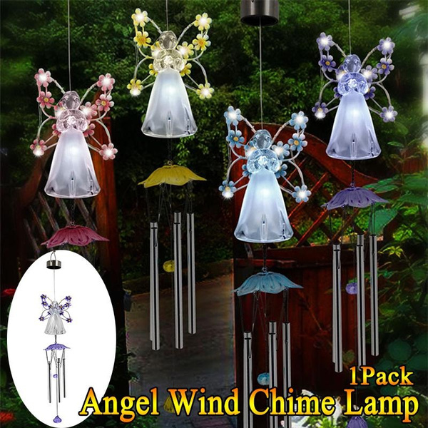 LED Solar Chandelier Intelligent Control Angel Wind Chime Decorative ...