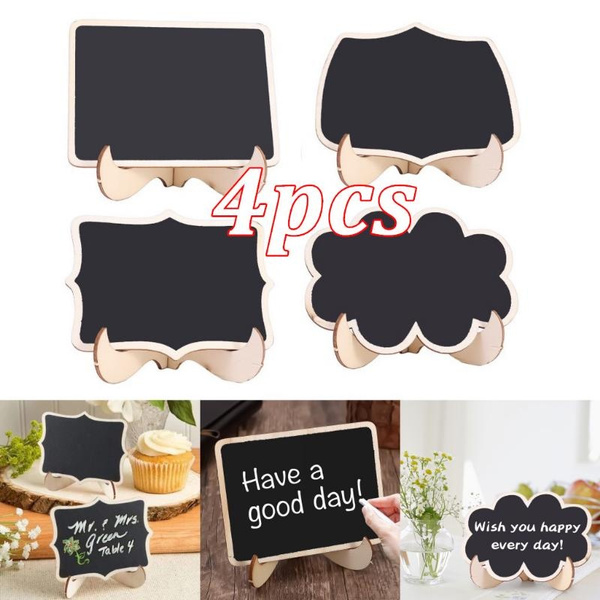 4pcs Rectangle Mini Wooden Blackboard Message chalkboards Message board ...