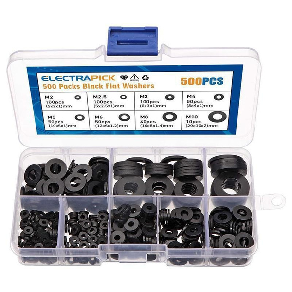 500/2500PCS Nylon Washer Flat Assortment Set with 8-size Safety Plates ...