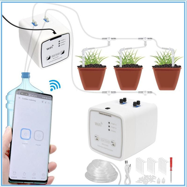 WiFi Intelligent Garden Irrigation Timer, Automatic Drip Irrigation Kit ...