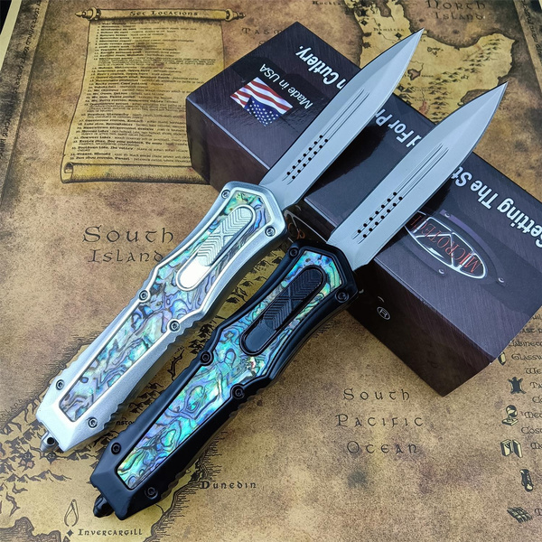 Tactical Knife Spring Assisted Knives Military Fixed Blade Double Edge ...