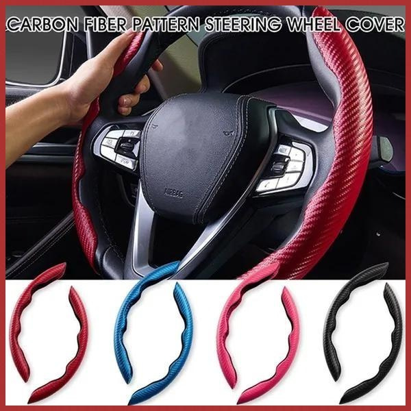 Carbon Fiber Suede Auto Parts Safety Anti-Slip Steering Wheel Cover ...