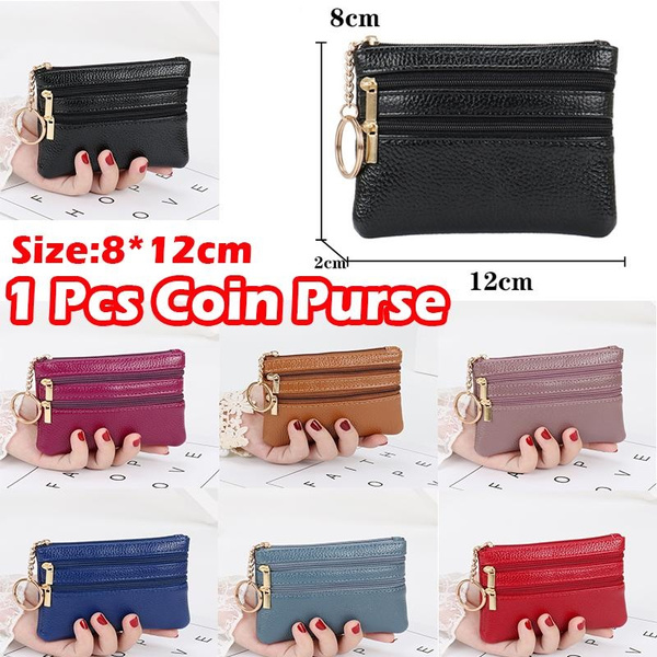 1 Pcs Women Men Coin Purse Mini Change Bag Leather Card Wallet Clutch ...