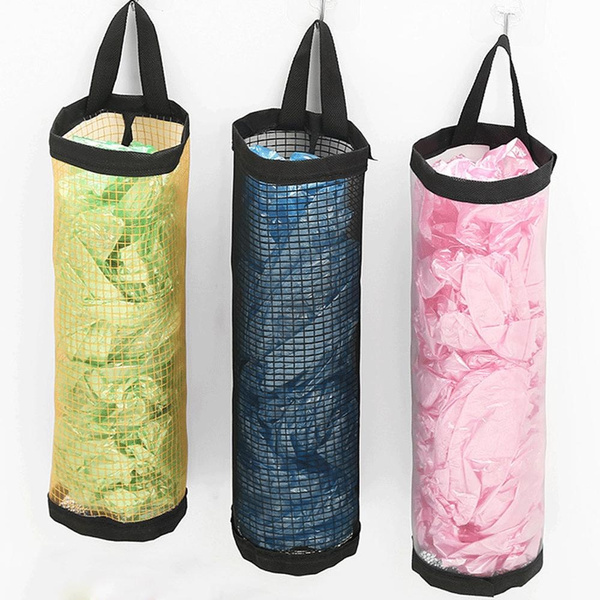 1PC/2PCS Folding Wall Mounted Storage Bag Holder, Grocery Hanging Trash ...