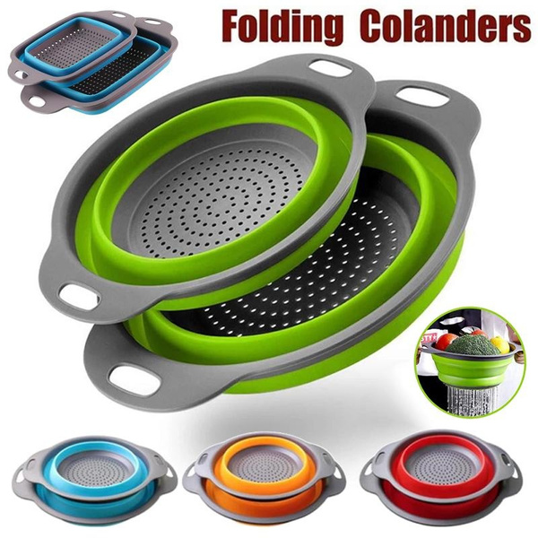1/2Pcs Silicone Folding Drain Basket Fruit Vegetable Washing Basket ...