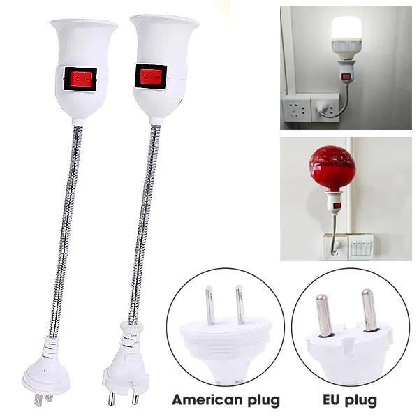 EU/US/UK Plug E27 Lamp Base Wall Flexible Holder Light Socket Converter ...