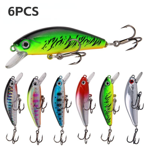 6PCS Bass Crankbait Fishing Mini Sinking Minnow Wobblers Fishing Lures 5.5cm 6.7g Artificial ...