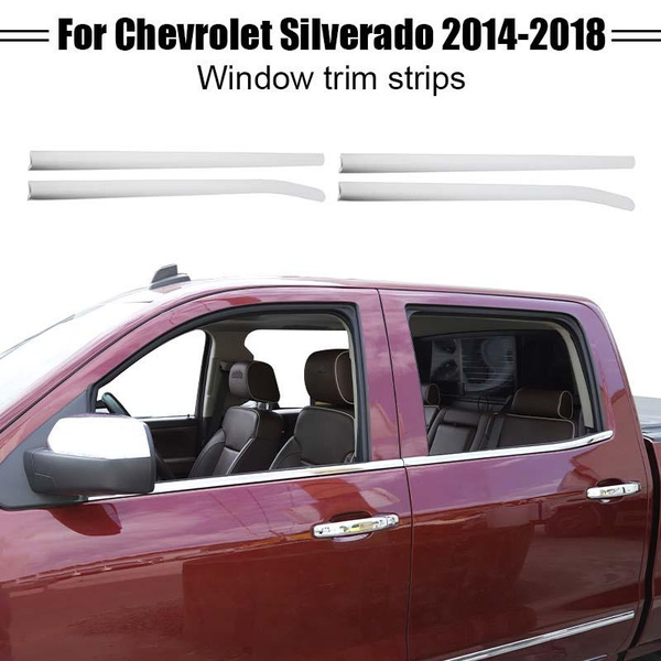 4 PCS Chrome Car Window Trim Strips Window Sill Decor Moulding Strip ...