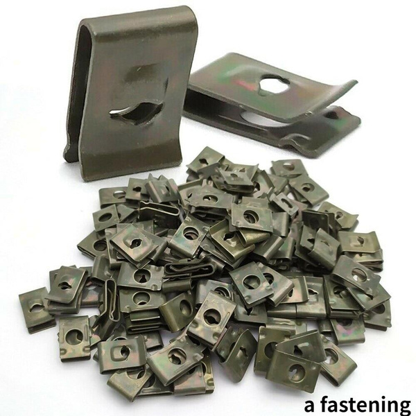 100Pcs Metal U-Type Clips for Car Bumper Fender Trim Panel Fastener ...