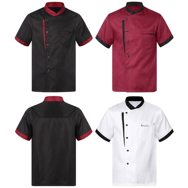 Men's Chef Coat Uniform Short Sleeve Cook Jacket Restaurant Kitchen ...