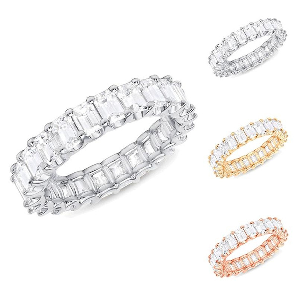 Trendy 925 Sterling Silver Bar Setting Square White Sapphire Rings for ...