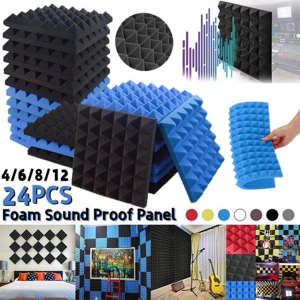 4/6/8/12/24PCS Pyramid Soundproofing Foam Wall Panels Studio Acoustic ...