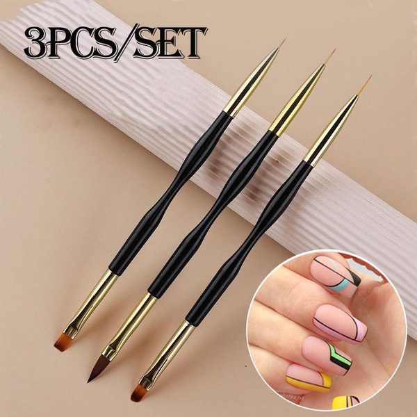 3Pcs Set Nail Brush Painting Drawing Lines Pen 3D Tips Ultra-thin Line ...