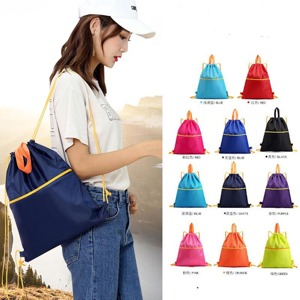 Drawstring Backpack Bag Waterproof Draw String Back Sack with Zip ...