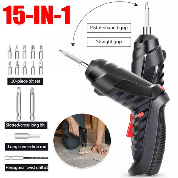 15-in-1 Cordless Electric Screwdriver Kit Portable Rechargeable Power ...