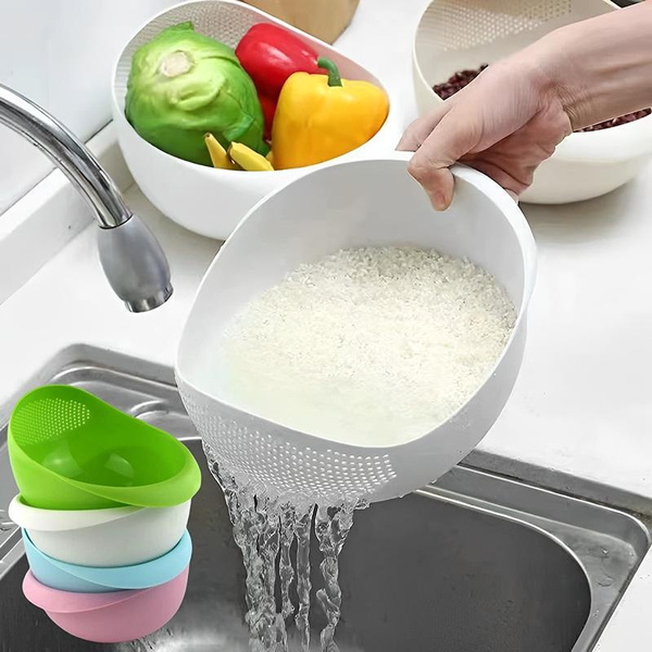Rice Washer Rice Sieve Plastic Colander Kitchen Drain Basket with ...