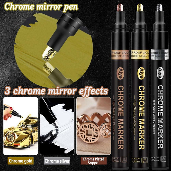 Liquid High Gloss Mirror Chrome-plated Marker Pen Metal Pen Reflective ...