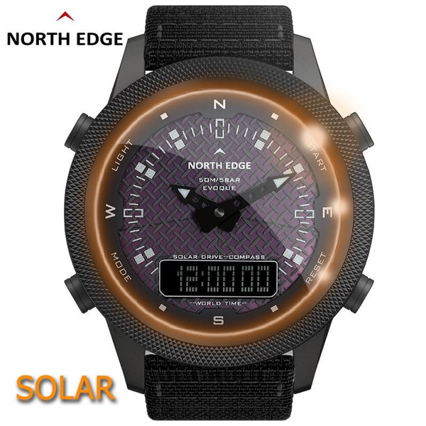 Outdoor sports waterproof smart watch, solar energy charging, digital ...