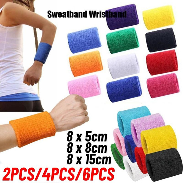 2PCS/4PCS/6PCS Cotton Unisex Sport Sweatband Wristband Wrist Protector ...