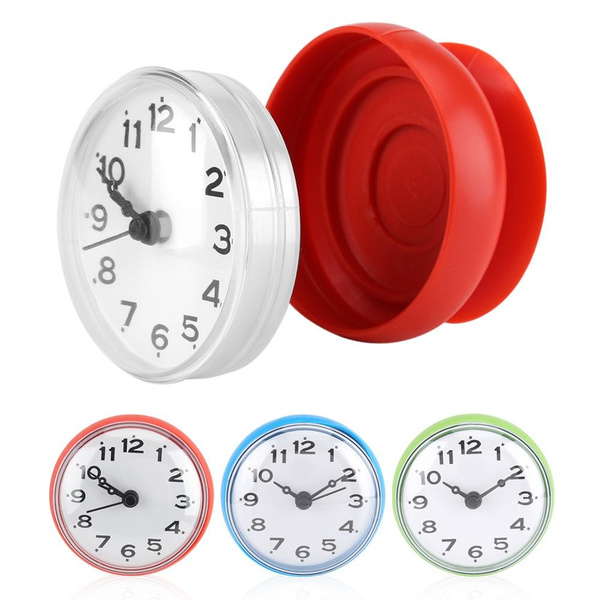Waterproof Suction Wall Window Mirror Bath Shower Clock Bathroom