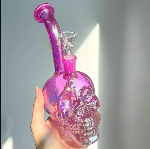 Skull Glass Dab Rigs Glass Water Pipes With 14mm bowl 20cm tall | Wish